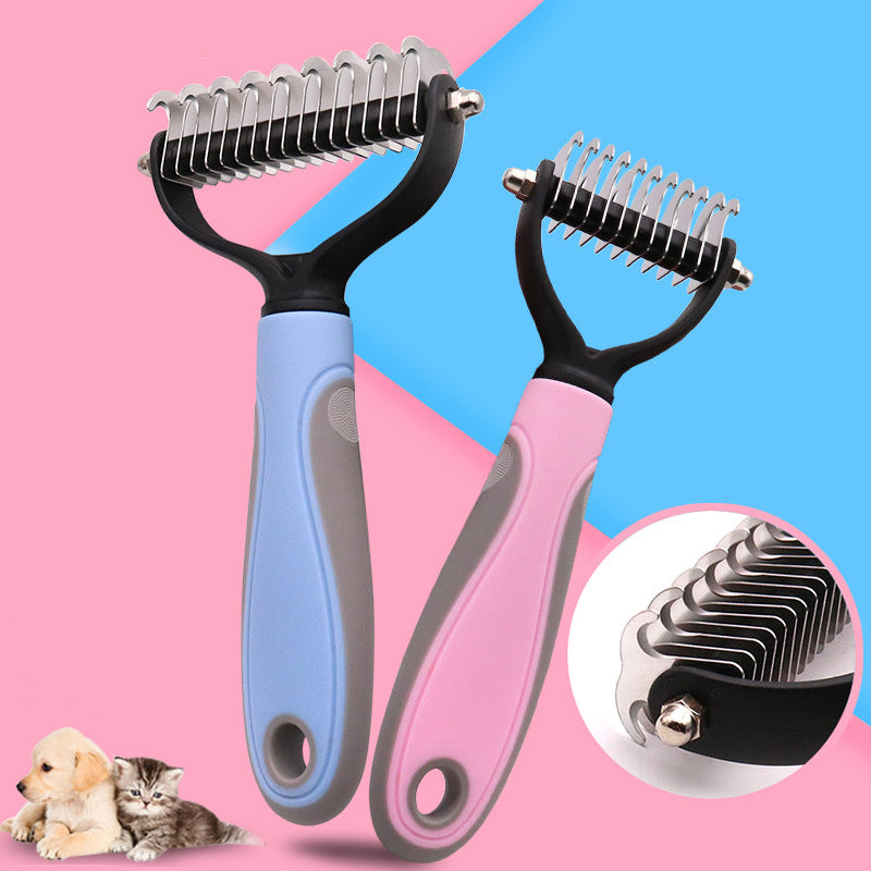 Stainless Double-sided Pet Brush Hair Removal Comb Grooming Dematting ...