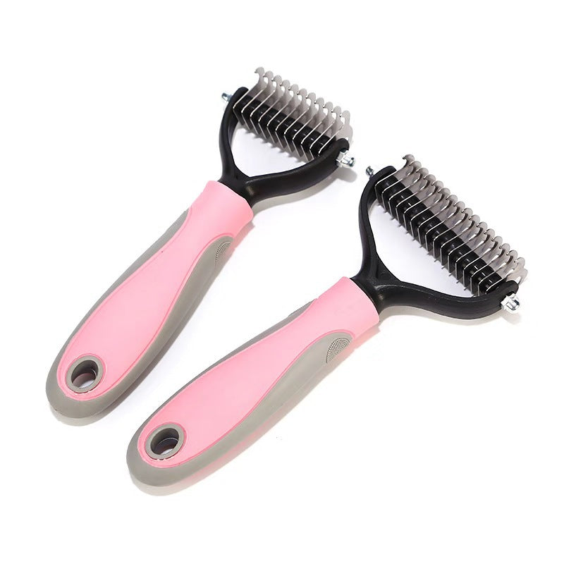 Stainless Double-sided Pet Brush Hair Removal Comb Grooming Dematting ...