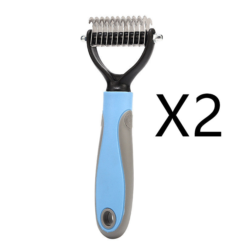 Stainless Double-sided Pet Brush Hair Removal Comb Grooming Dematting ...